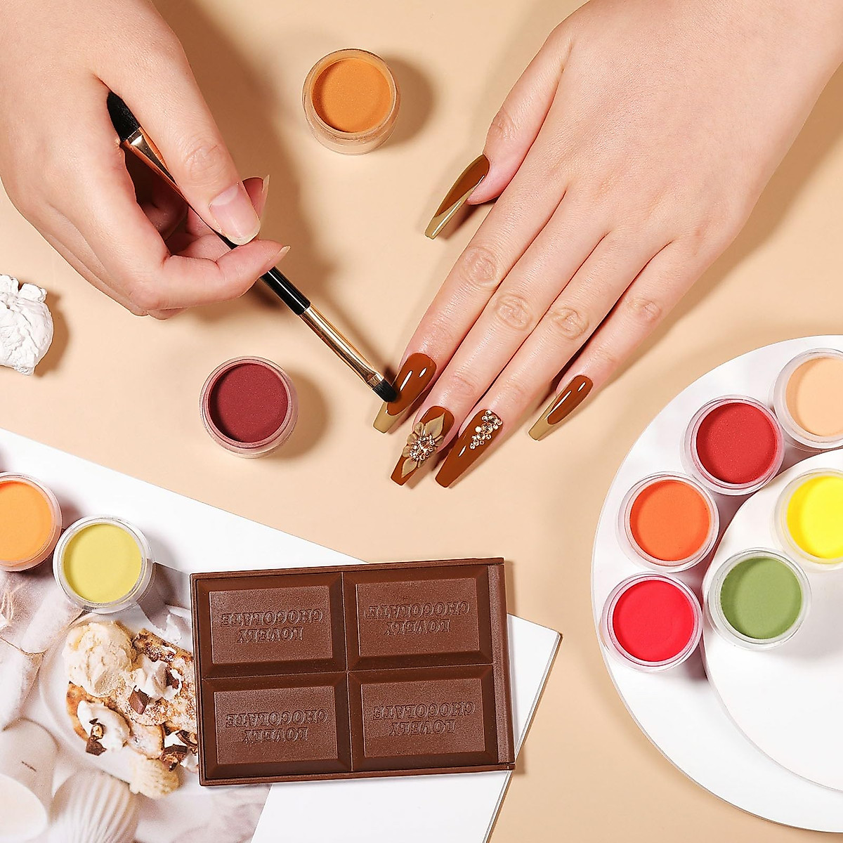 Acrylic Nail Powder Set - Nicole Diary 12 Colors Fall and Winter Acrilicos de uñas Polvo for French Manicure, DIY Nail Art, No UV Light Needed