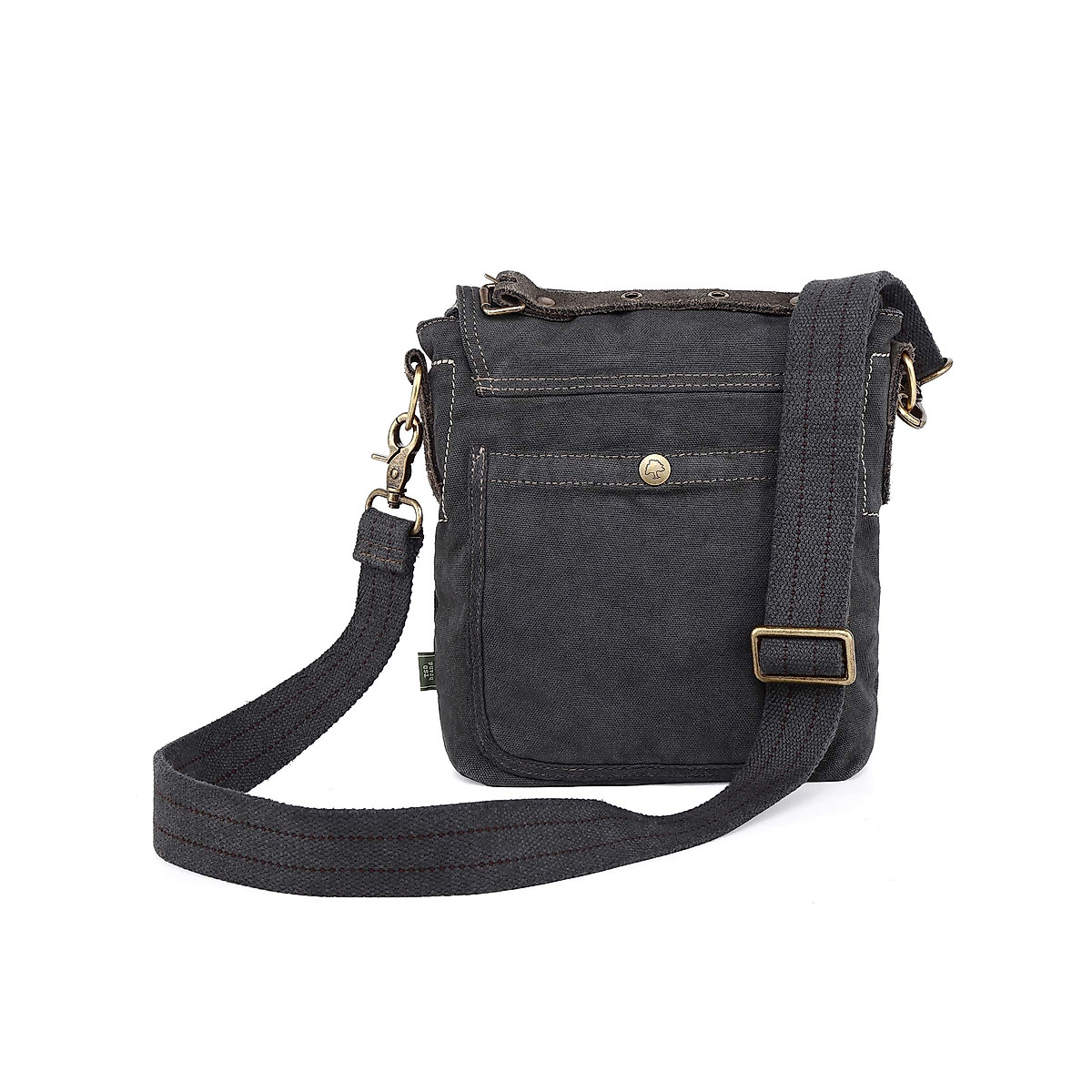 TSD Brand Coastal Canvas Crossbody Bag (Dark Grey)