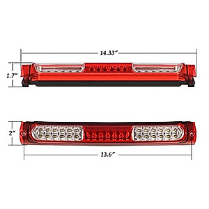 Partsam High Mount Led 3rd Brake Light Bar Replacement for F150 97-04 Rear Top Roof Cab Center Mount Third Brake Light Stop Tail Cargo Light Lamps Assembly Chrome Housing Waterproof