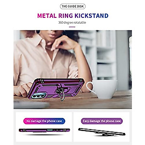 for Moto G 5G Case, Moto G 5G 2022 Phone Case with Screen Protector, [Military Grade 16ft. Drop Tested] Magnetic Ring Holder Kickstand Protective Phone Case for Motorola Moto G 5G (2022), Purple