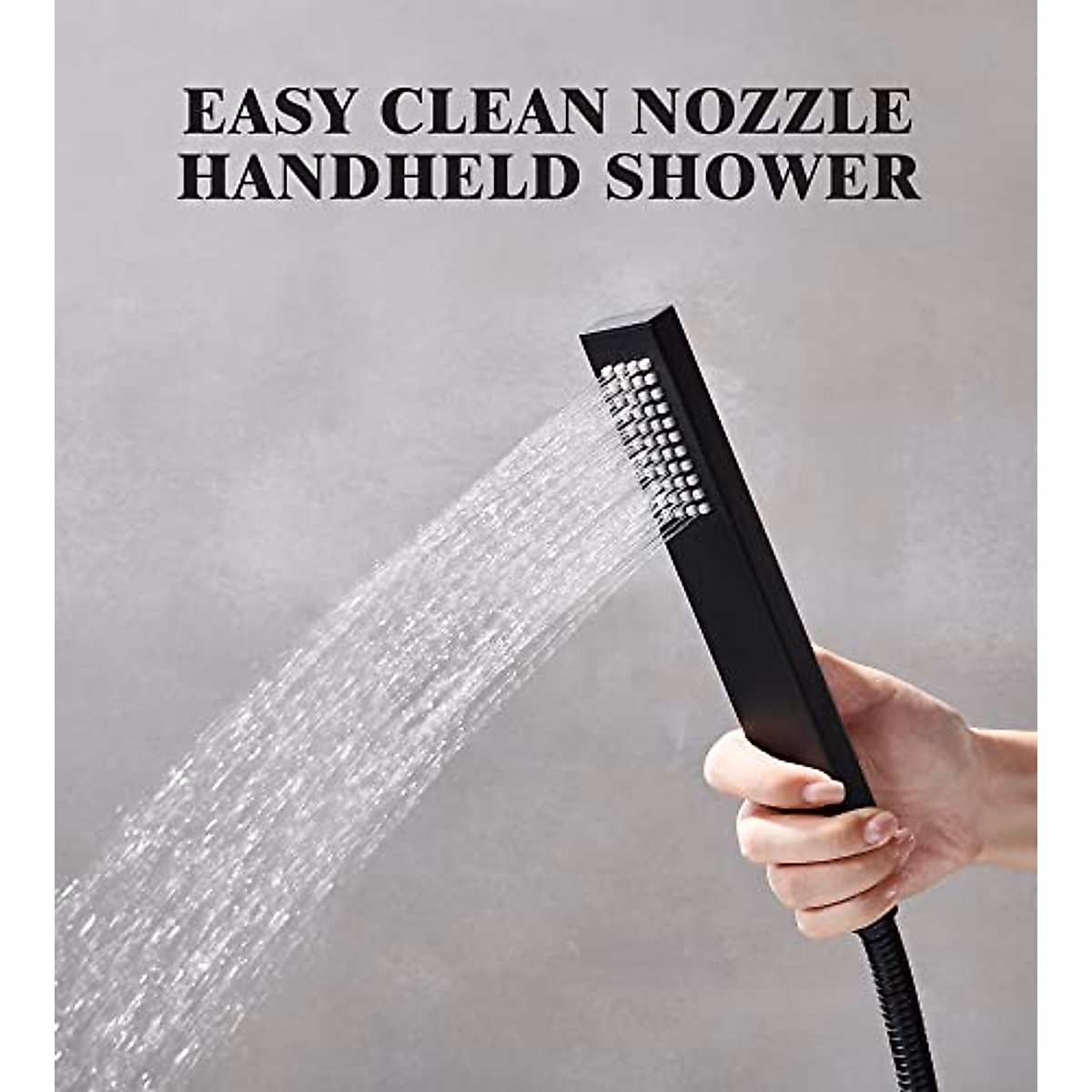 Tohlar Freestanding Bathtub Faucet Floor Mount Tub Filler Black Shower Faucets with Handheld Shower and Swivel Mixer Spout