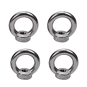 Aicosineg 4Pcs 304 Stainless Steel Eyebolts M12 Female Thread Ring Shoulder Metric EyeNuts Fastener Round Shape Lifting Eye Nut Fastener for Industrial Cables Rope Fitting Marine Silver Tone