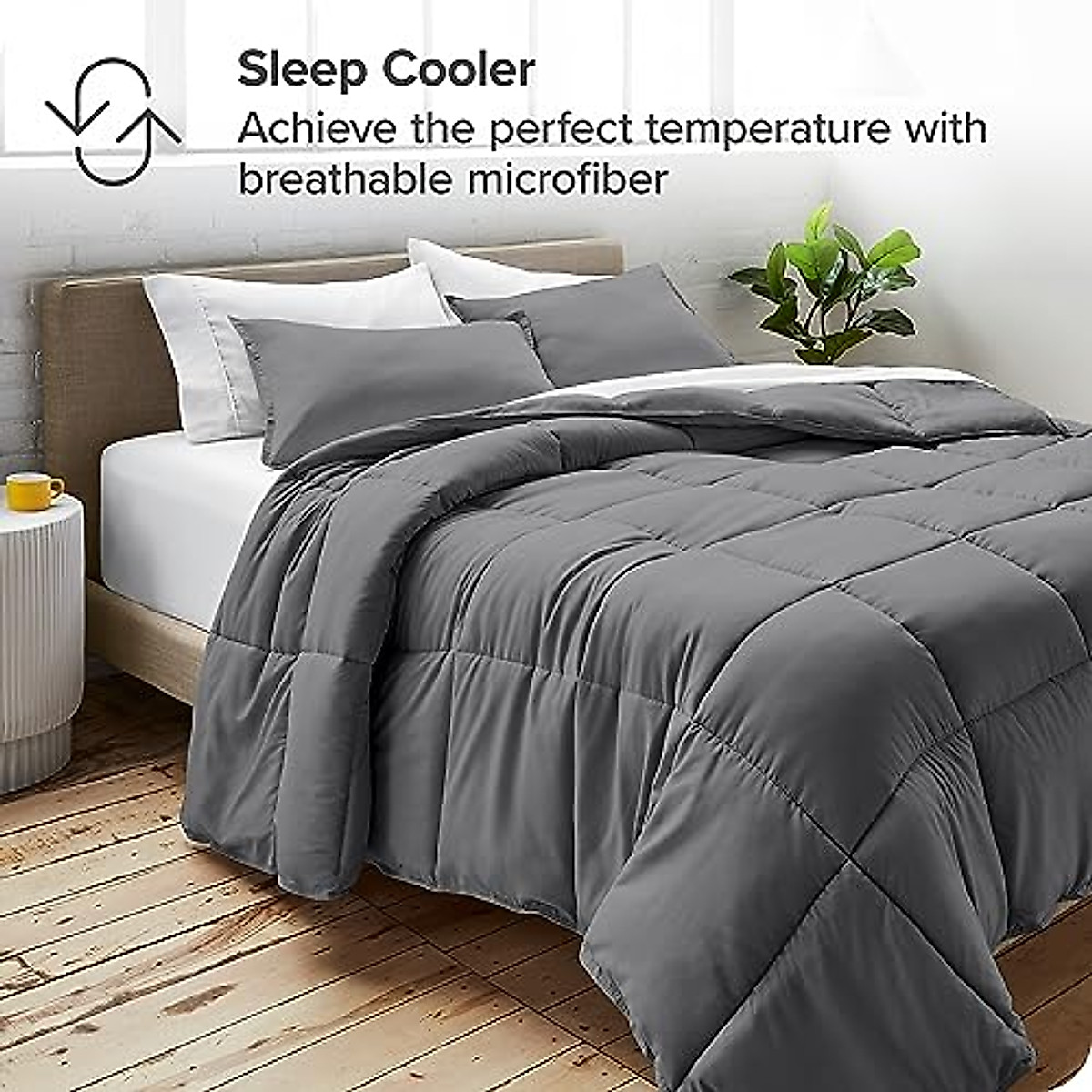 Bare Home Comforter Set - Twin Extra Long Size - Ultra-Soft - Goose Down Alternative - Premium 1800 Series - All Season Warmth (Twin/Twin XL, Grey)