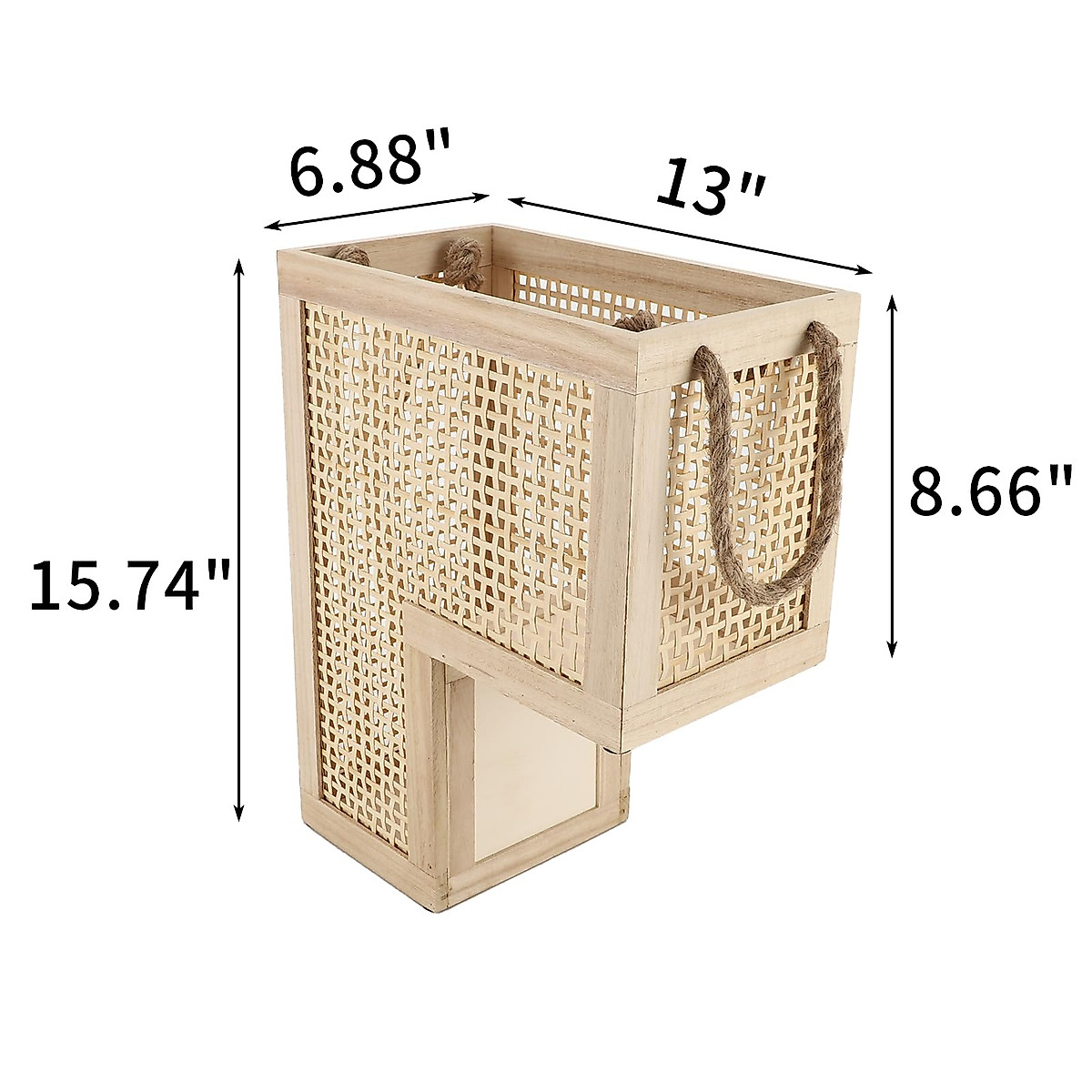 SHCMSADO Wood Stair Basket with Handles,Wicker Step Storage Basket -Natural