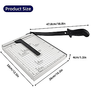 A4 Paper Cutter Stack Paper Trimmer Guillotine 12” Cutting Length with Safety Blade Lock ZEQUAN, 10-Sheet Capacity, Commercial Grade Guillotine Paper Slicer Cutter for Office Home School