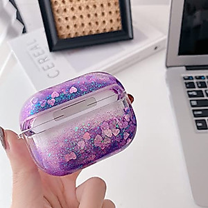 Cute AirPod 3 Case Japan Cartoon Anime Design Clear Glitter Liquid Quciksand Hard Protective Cover Compatible with Airpods 3rd Generation Case 2021 for Women and Girls