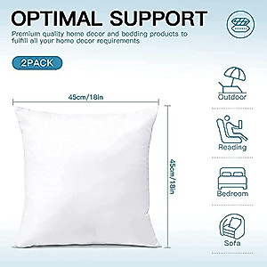 OTOSTAR Outdoor Waterproof Throw Pillow Inserts 18 x 18 Inches Premium Water Resistant Decorative Pillow Inserts Square Pillows for Couch Sham Cushion Stuffer Garden Furniture Patio Bench,Pack of 2