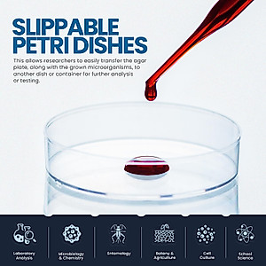 MED PRIDE Slippable Petri Dishes - Sterile Petri Dishes with Lids, 90mm x 15mm- Lab Petri Dishes for Science, Biology, Blood Tests, Experiments- Cell-Culture, Microscope Petri Dishes (25)