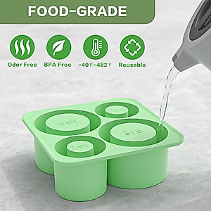 Ice Cube Tray Mold for Stanley 40oz 30oz 20oz 14oz Tumbler Accessories, Alwenid Silicone Ring Ice Maker with Lid for Freezer, Cocktails, Whiskey, Coffee and Juice, BPA Free, Dishwasher Safe(Green)