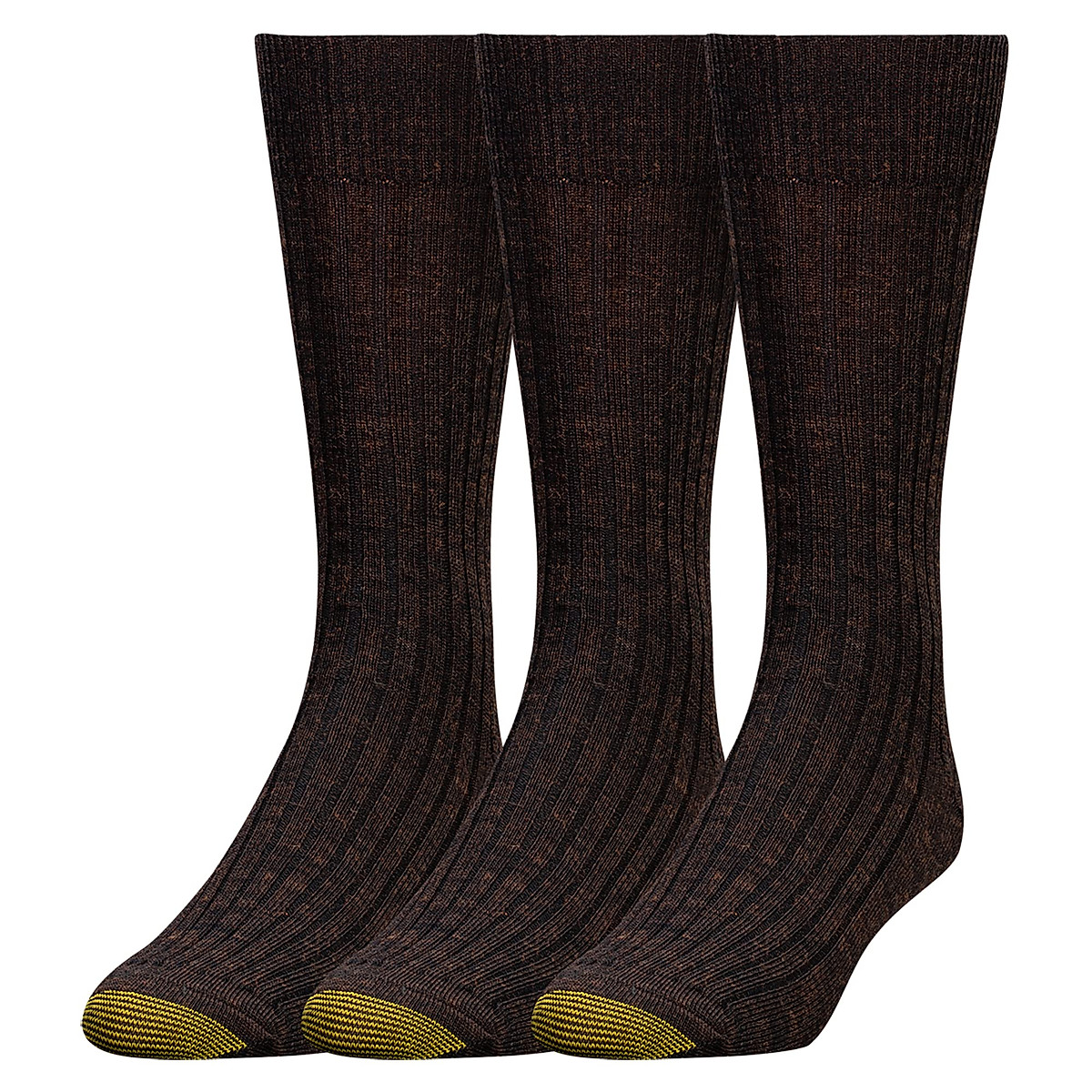 GOLDTOE Men's Windsor Wool Crew Dress Socks, 3-Pairs, Bark, Large
