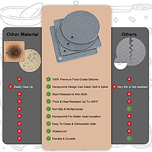Silicone Trivet Mats - Heat Resistant Trivet Mats Pot Mat Pot Coaster for Countertop, Spoon Holder, Gripper Pad, Hot Pots and Pans