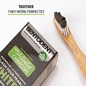 BENTODENT Teeth Whitening Bentonite Clay & Charcoal Toothpaste - Natural Teeth Whitening Charcoal Toothpaste, No SLS & Fluoride Free Toothpaste, Vegan (Activated Charcoal Mint Combo)