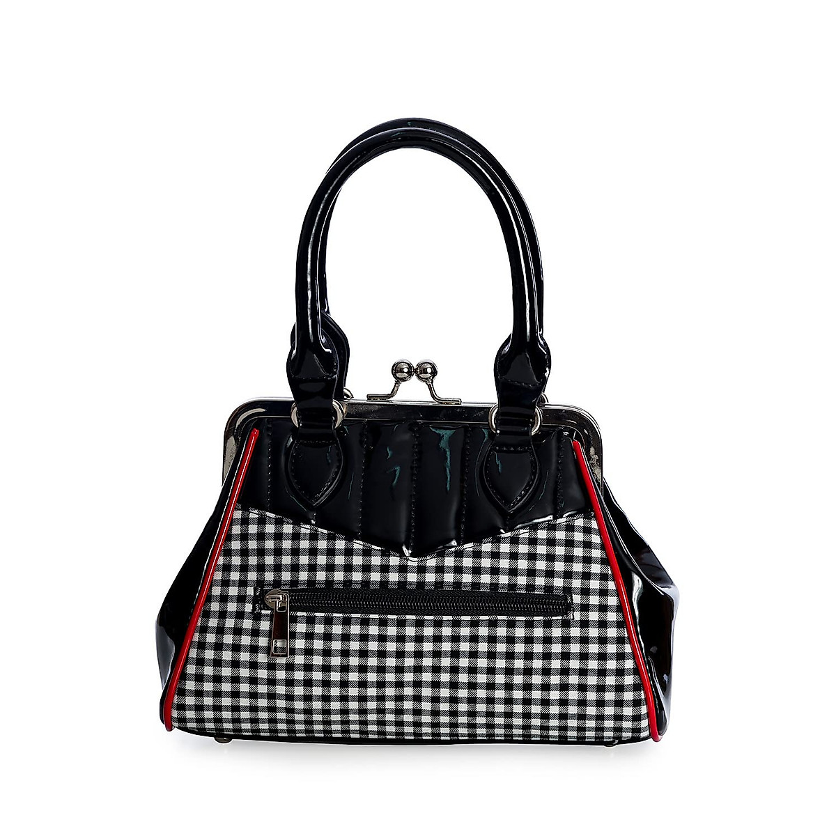 Lost Queen Women's Rockabilly Cherry Skulls Handbag Retro Kisslock Purse