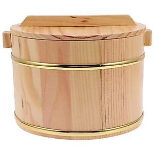 1 Set Cask Rice Cask Stainless Steel Containers Salad Containers Cake Containers with Lids Rice Storage Container Sushi Oke Rice Bowl Wooden Container with Cover Wooden Rice Bucket