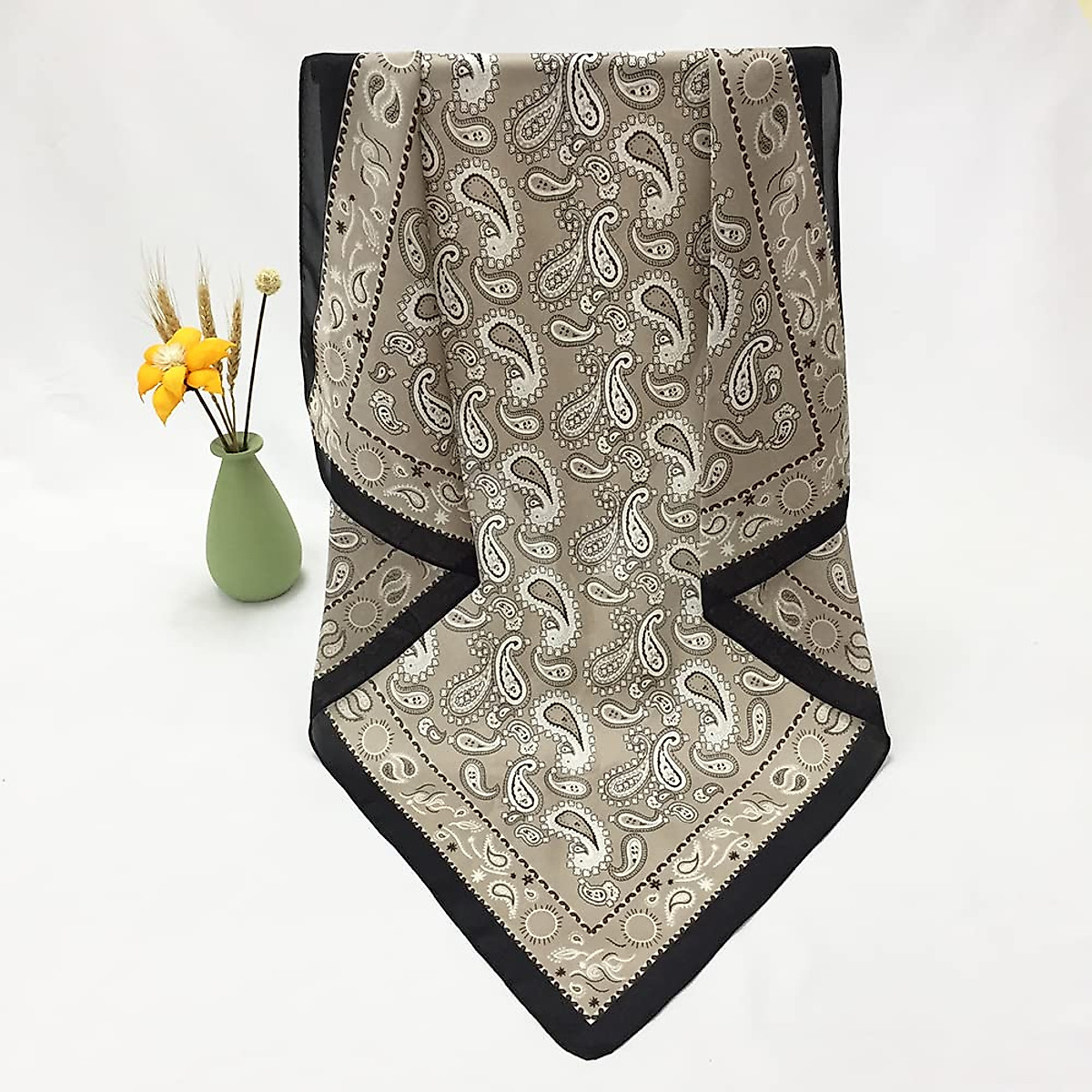 Silk Head Scarf for Women Men - 4PCS Satin Square Hair Scarves - Vintage Bandanas Wraps Headbands 27.5 Inches