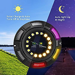 Solar Ground Lights 8 Pack, Solar Garden Lights Outdoor Waterproof, 22 LED Bright Multicolor in-Ground Lights, Solar Disk Landscape Lighting for Pathway Lawn Patio Yard Deck Walkway, Warm Light