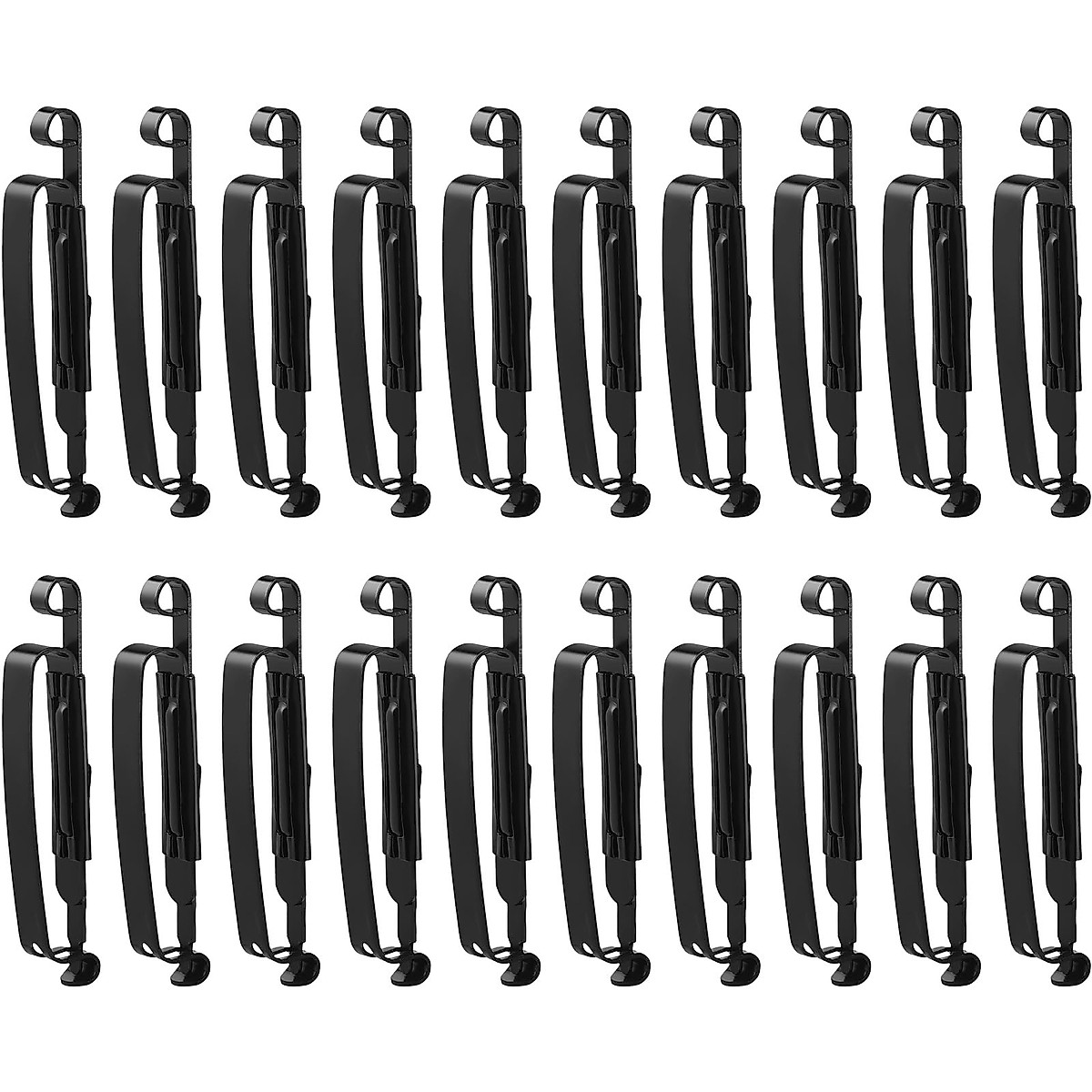 Yuxung 20 Pcs Metal Keepers Adapter Clip Belt Slides Strap Clip Holder Reusable Metal Connecting Clip for Belt Kettle Sling Bag Backpack Big Slots, Black