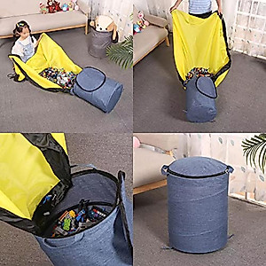 Nvatorfox Toys Storage Organizer with Play Mat, 16.5"*13" Toy Holders for Small Toys, Building Bricks Toy Storage Organizer - Tidy with Ease - Toy Blocks Mat Storage Bag - Collapsible Canvas Bag/Bin - Drawstring Playmat for Living Room, Nursery, Playroom