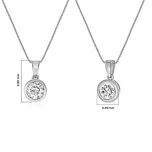 La Joya Sterling Silver Diamond Necklace For Women | Lab Grown 1/6 CT. TW. Bezel Set Single Diamond Necklace | Ideal Gold Plated Solitaire Diamond Necklace for Girls and Teens