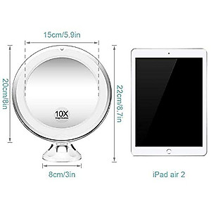 FQYYDD Illuminated Makeup Mirror Make-Up Mirror With Led Light 10X Magnifying Glass Portable