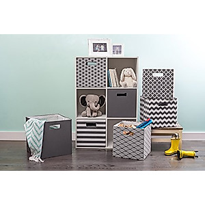 DII Hard Sided Collapsible Fabric Storage Container for Nursery, Offices, & Home Organization, (13x13x13") - Lattice Gray