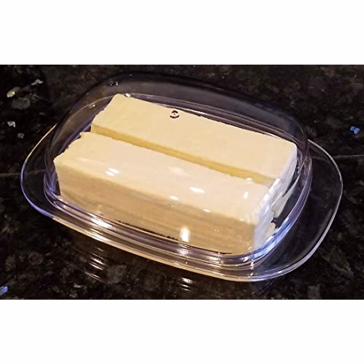 Handy Housewares Large Double-Wide Clear Acrylic Butter Serving Storage Dish with Lid