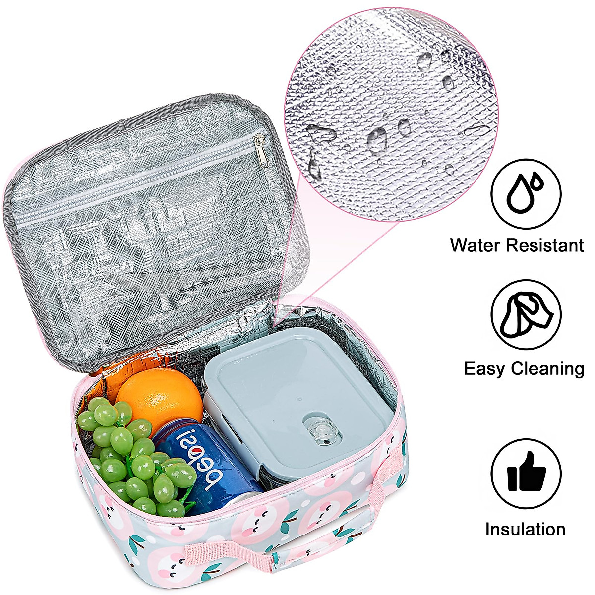 Kids Girls Boys Lunch Bag Insulated Lunch Box for school Lunch Cooler Organizer School Kids Lunch Tote Bag