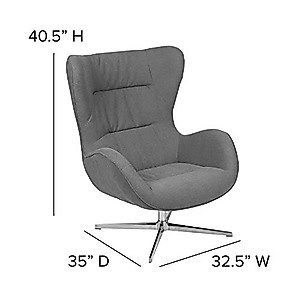 Flash Furniture Rally Gray Fabric Swivel Wing Chair