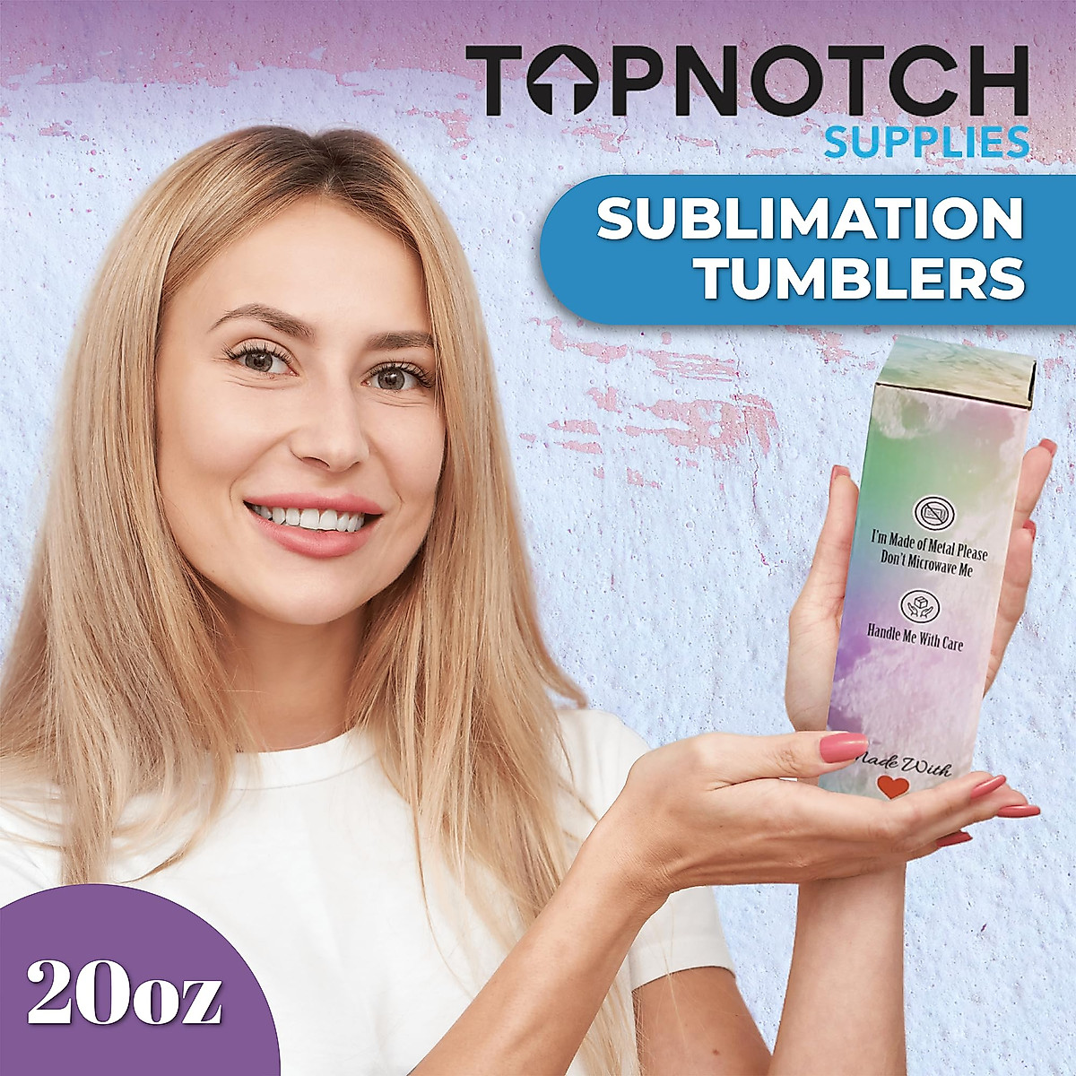 Topnotch Supplies Sublimation Tumblers - 20 oz Sublimation Tumbler Skinny Straight - Stainless Steel Insulated Cup, Lids & Straws - 20oz Blank Vacuum Insulated Double Wall Sublimation Blanks (4 Pack)