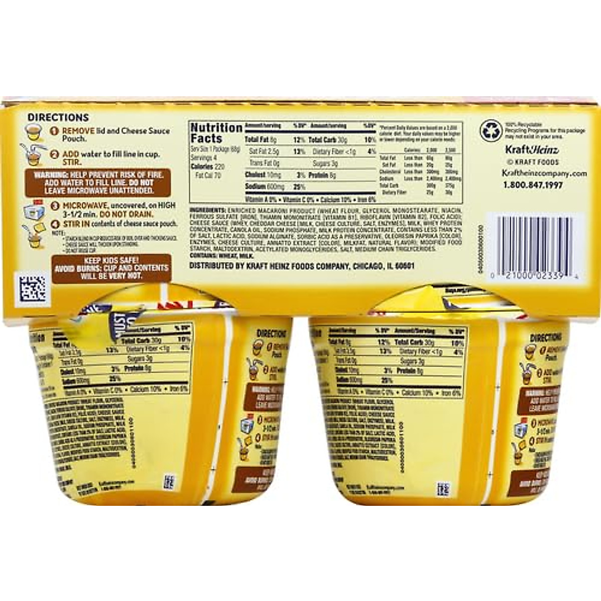 Velveeta Shells & Cheese Original Microwavable Macaroni and Cheese Cups (4 ct Pack, 2.39 oz Cups)