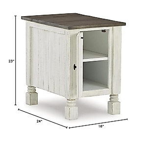 Signature Design by Ashley Havalance French Country Chair Side End Table, White & Gray