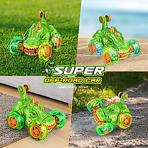 Toys for 3-10 Year Olds Boys,Remote Control Car RC Cars, Dinosaur Car 360° Rotate RC Dino Cars with Wheel Light,2.4Ghz Fast Stunt RC Truck, Toys for Kids Outdoor Toys Birthday