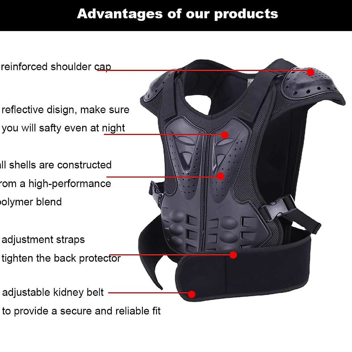 Kids Chest Armor Back Spine Chest Body Protector Motorcycle Motocross Protection Gear Guard Dirt Bike Riding Racing Vest for Child (M)