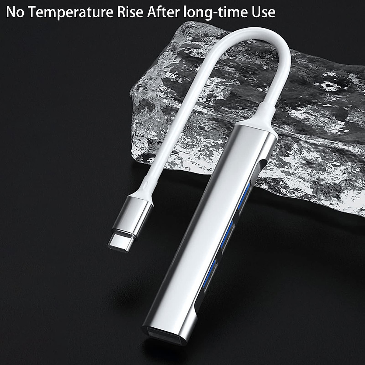 ZTGDUSB Hub 4 in 1 Multifunctional High Speed Driver-Free Fast Heat Dissipation File Transfer Portable Type-C USB 3.0 Docking Station Multi Splitter Adapter PC Accessories Silver A