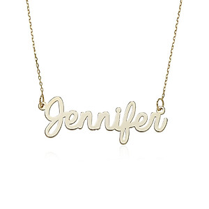 MYKA - Personalized Cursive Name Necklace - Custom Made Precious Metals - Nameplate for Christmas, Birthday, Mother's Day - Gift for Her, Women (10k Yellow Gold)