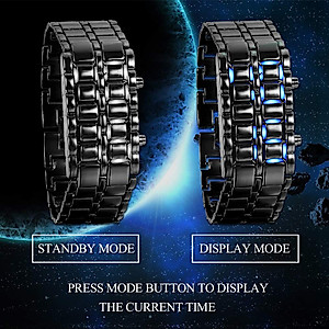 JewelryWe LED Lava Watch for Men Women Square Digital Faceless Metal Wristwatches, for Mother’s Day