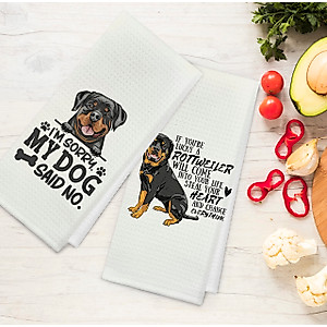 Funny Rottweiler Dog Absorbent Kitchen Towels And Dishcloths 16×24 Inches Set Of 4,Cute Rottweiler Lovers Gifts Hand Towel Dish Towel Tea Towel For Kitchen Bathroom Decor,Rottweiler Owners Gifts
