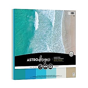 Astrodesigns Crafting Cardstock, 12" x 12", 65 lb./176 gsm, 6-Color Ocean Assortment, 84 Sheets (91794)
