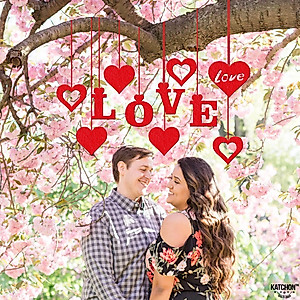 Felt Valentines Day Hanging Decorations - Valentines Day Tree Decorations | Hanging Hearts Decorations | Love Heart Garland for Valentines Day Decoration | Valentines Day Garland, Valentines Day Décor