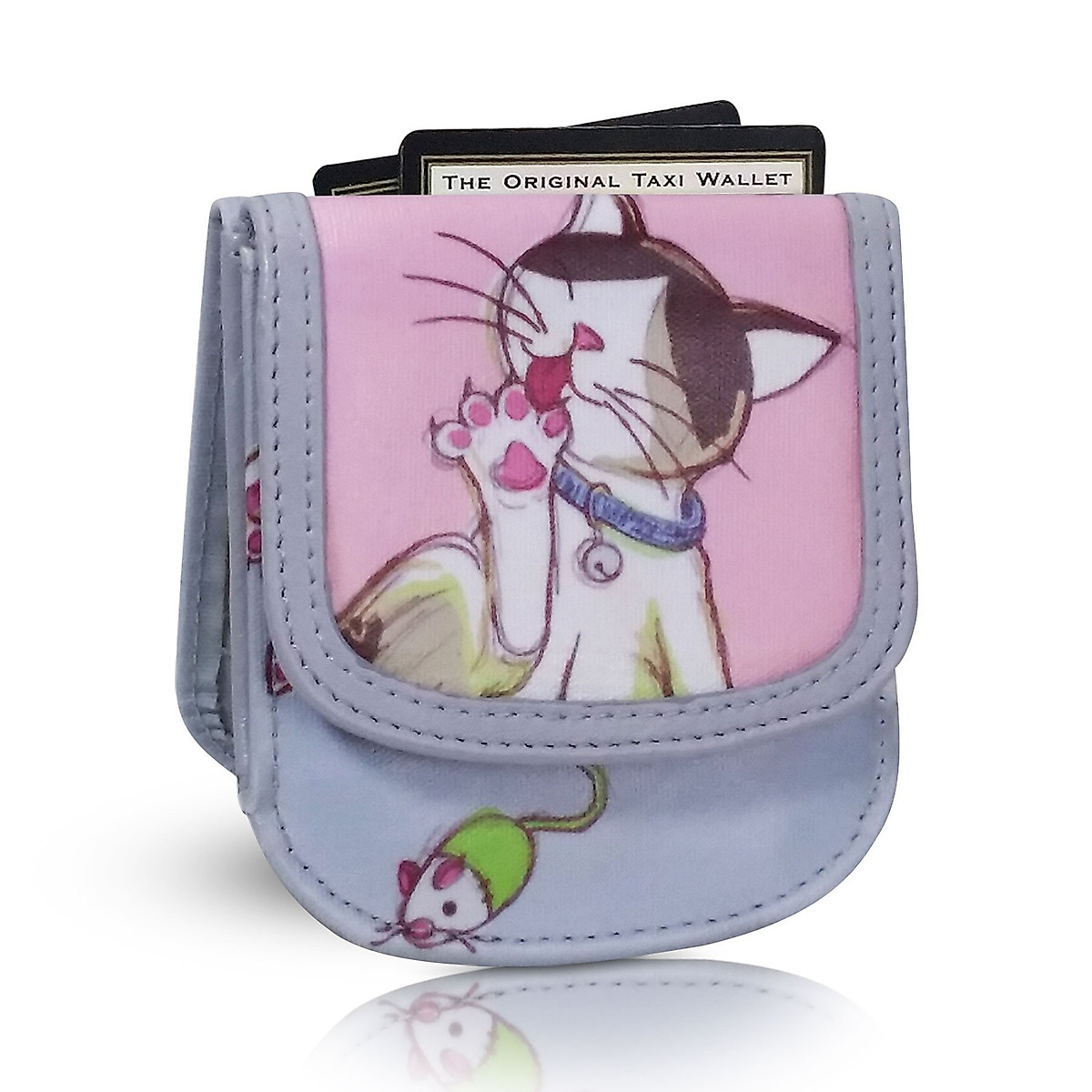 Taxi Wallet® - TW94-CATS - Soft Faux Pleather - Compact, Front Pocket Folding Wallet - For Cards, Coins, Bills, ID (Men & Women)