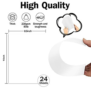 24 Sheets White Cardstock 8.5 x 11 Thick Paper, Goefun 80lb Card Stock Printer Paper for Invitations, Menus, Wedding, DIY Cards