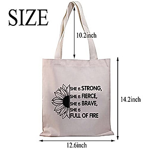 BDPWSS Girl Power Gift Feminist Tote Bag Women Empowered Gift She Is Strong Fierce Brave Full Of Fire Handbag (Strong fierce brave TG)
