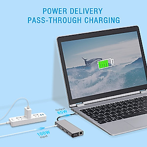 USB C Hub, 12-in-1 Multi-Port USB C Adapter with 1000M Ethernet, 4 USB 3.0 Ports Adapter, TF, SD, VGA, 3.5mm Audio, 100W PD Powered Compatible with MacBook, Pro,Air,Type C Adapter Laptop Silver…