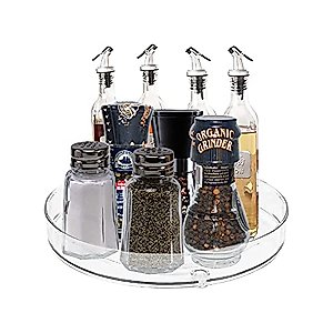 Mianhu 9 in Lazy Susan Cabinet Organizer, 1 Pack Plastic Clear Rotating Turntable Cabinet Organizers and Storage Bins for Pantry, Countertop, Fridge, Kitchen, Bathroom, Vanity