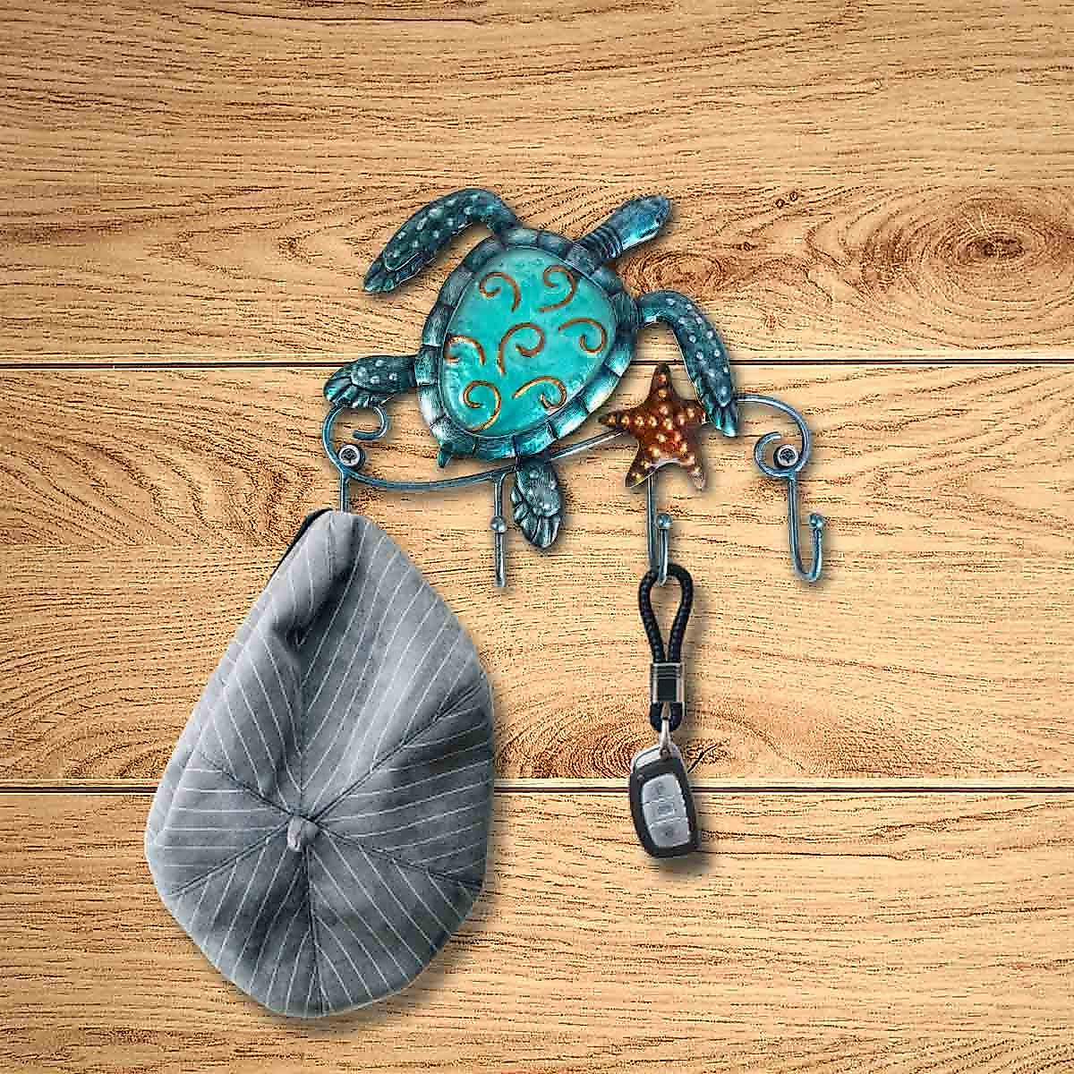 Wall Mounted Key Holder Turtle Wall Hooks Iron Key Hook Rustic Wall Decorative Hook Living Room Bathroom Ornament