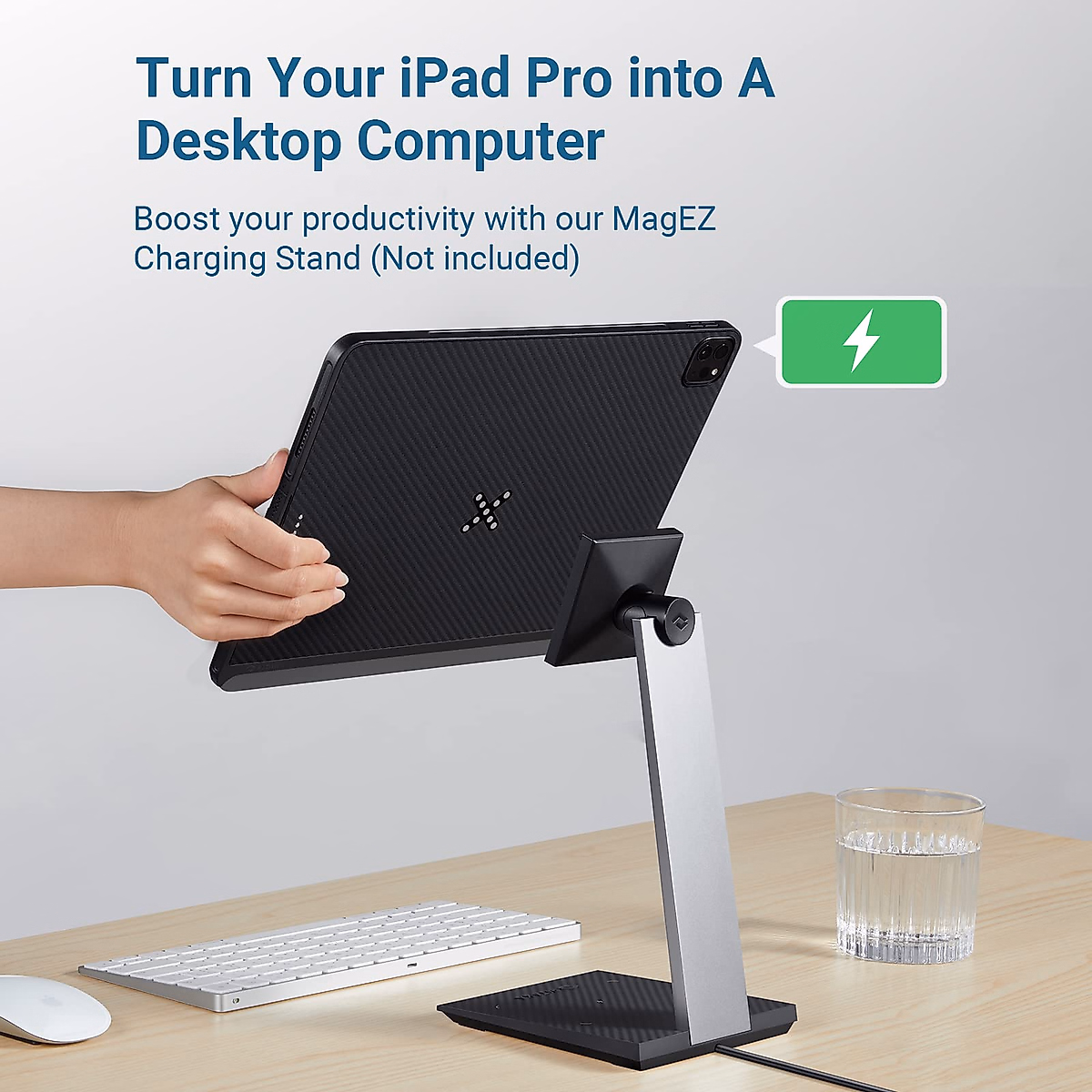 PITAKA iPad Pro 12.9 Case, Magnetic Wireless-Like Charging Case for iPad Pro 12.9 2021/2022, Magic Keyboard Compatible Case Support Apple Pencil 2 Charging, 1500D Aramid Fiber Made,Black/Grey