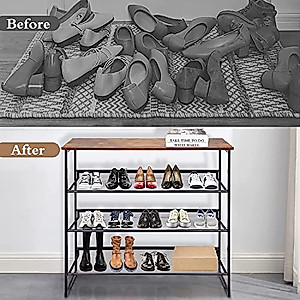 Garden 4 you 2PC 4-Tiers Shoe Storage Freestanding Organizer Modern 25.2 IN Tilting Adjustable Shoe Rack, Stable, Durable For High Heels, Entryways, Hallways, Closets, Dormitory Rooms, Brown