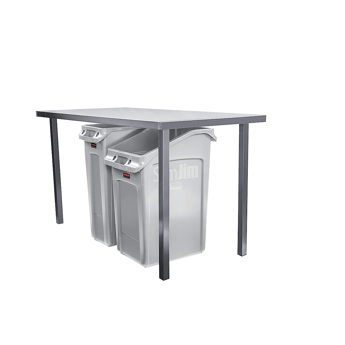 Rubbermaid Commercial Products Slim Jim Under-Counter Trash Can with Venting Channels, 23-Gallon, Gray, Fits Under Desk/Cabinmate/Sink, Pack of 4