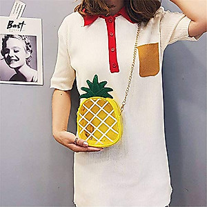 WILDFINDING Pineapple Messenger Bag,Small Fruit Shaped Crossbody Bag,Transparent Jelly Package Mini Shoulder Bag with Chain,Convenient Handbag for Female/Ladies/Girls, 17cm