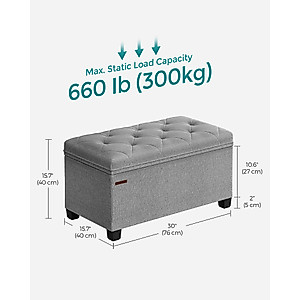 SONGMICS Storage Ottoman Bench, Bench with Storage, for Entryway, Bedroom, Living Room, Light Gray ULSF068G02
